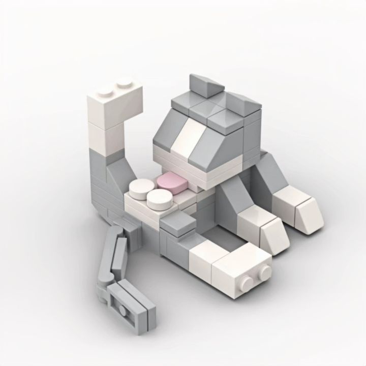 Cat Building Block Statue Adorable Pet Figurine DIY Assembly Cute ...