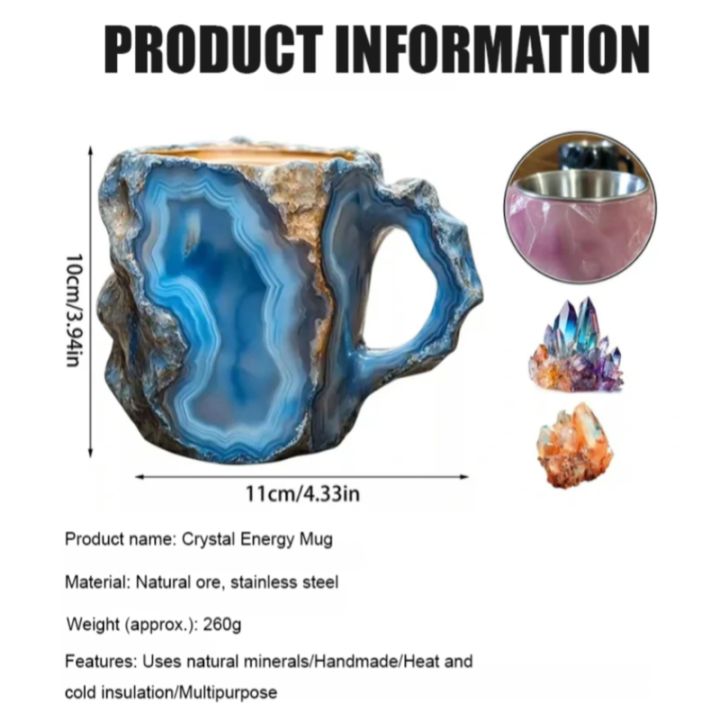 Leakproof Portable Mug Mineral Crystal Coffee Mug Nutritious Portable ...