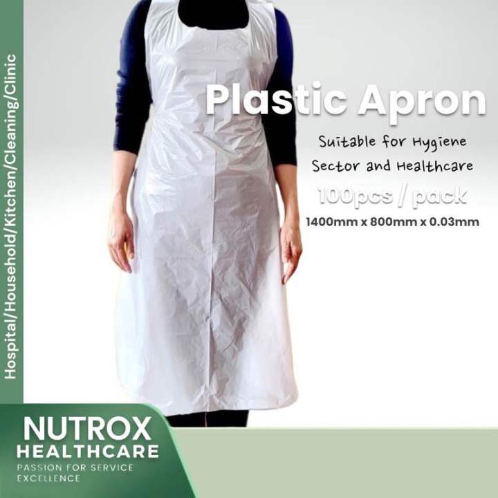 PE Apron (Plastic Apron) 1400X800X0.03mm 100pcs/pack, Kitchen, Cleaning ...