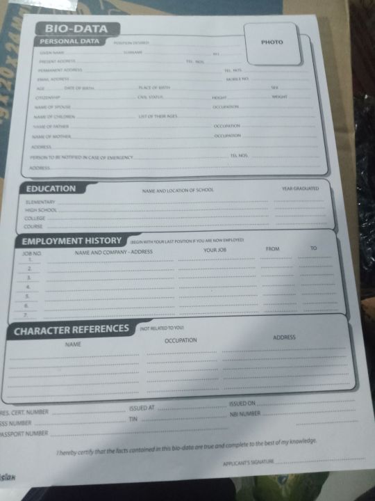 Bio data | Lazada PH