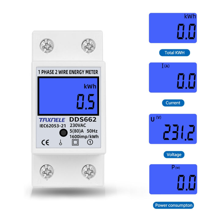 Digital Electricity Consumption Monitor LCD Display 220V 230V ...