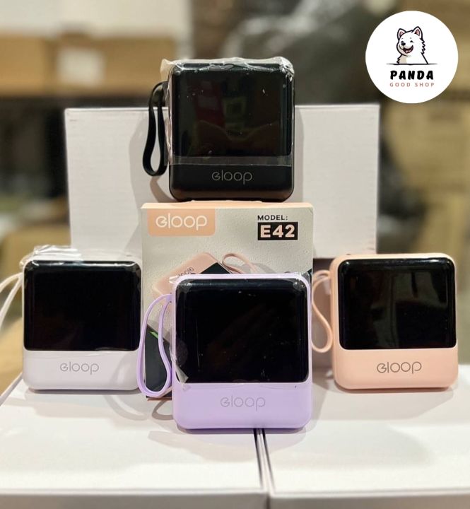 พาวเวอร์แบงค์ eloop E42 3000 แอมส์ สายในตัว + แถมถุงผ้าเลิศ | Lazada.co.th