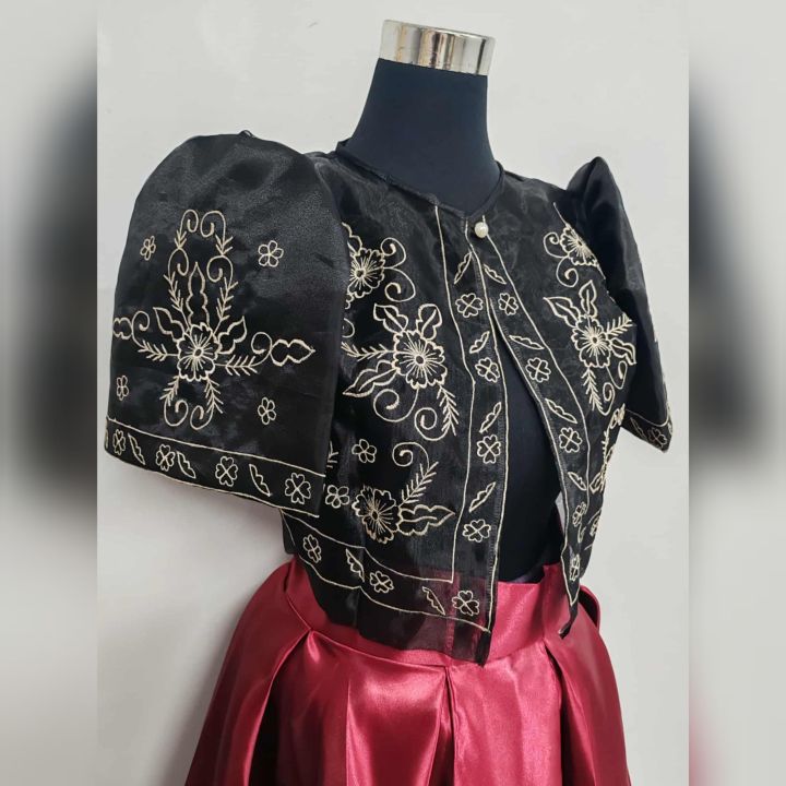Blazer top Filipiniana for woman emboirdery pinya organza | Lazada PH