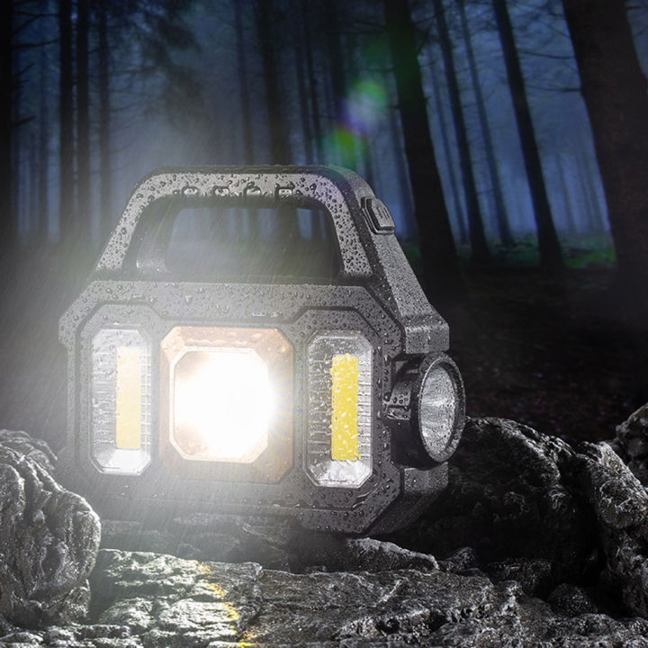 Handheld Flashlight COB Solar USB Rechargeable Portable Searchlight LED ...