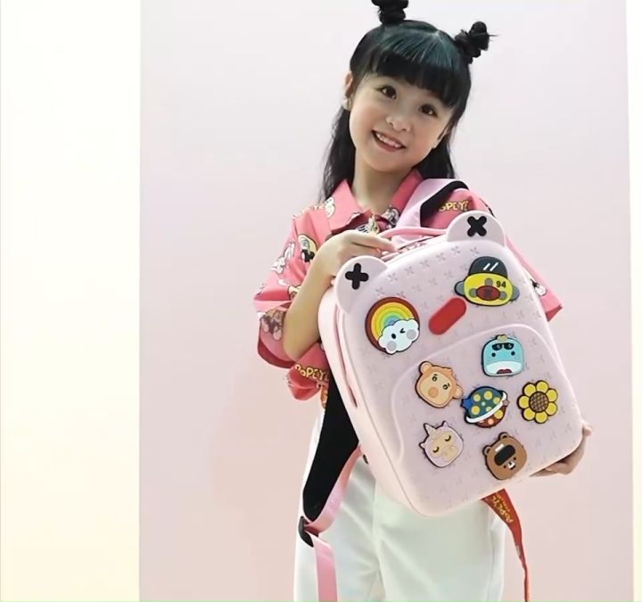 Backpack for Kids Cute DIY Pattern Trolley style Spine Protection and ...