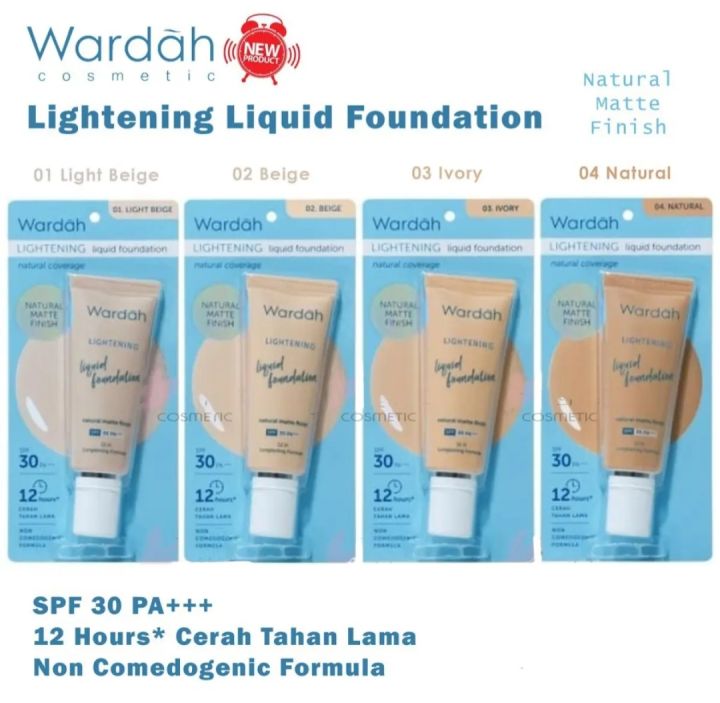 WARDAH LIGHTENING LIQUID FOUNDATION SPF 30 PA+++. 12 CERAH TAHAN LAMA ...