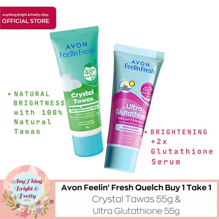 Buy 1 Take 1 AVON Whitening Feelin’ Fresh Quelch Deodorant Cream 55g ...