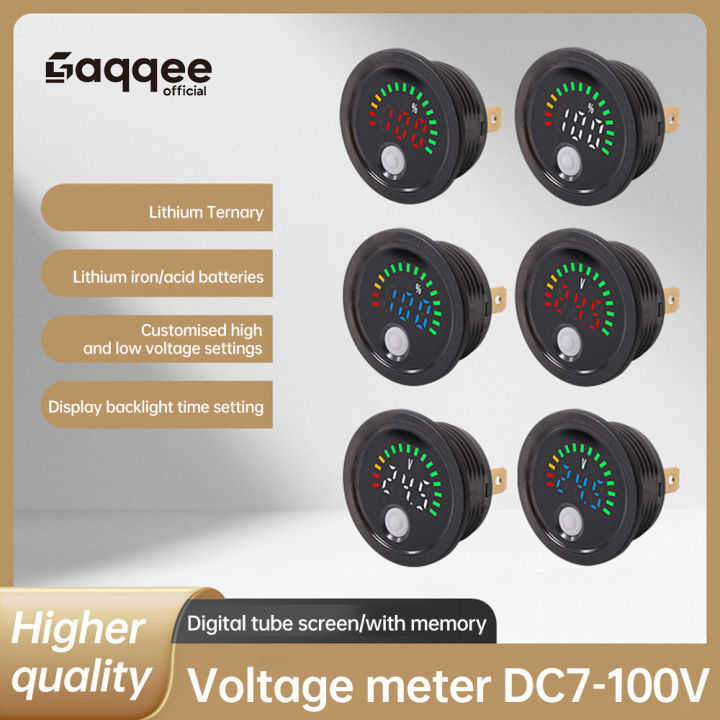 DC DC7-100V Mini LED Digital Voltmeter Waterproof Circular Display ...