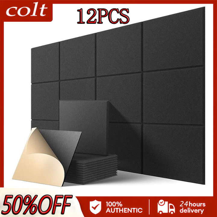12Pack Acoustic Panels Sound Proof Padding Bevled Edge Polyester Fiber ...