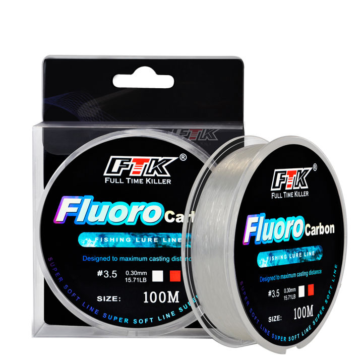 FTK 100M Fluorocarbon Coating Fishing Line 4.14LB-34.32LB Carbon Fiber ...