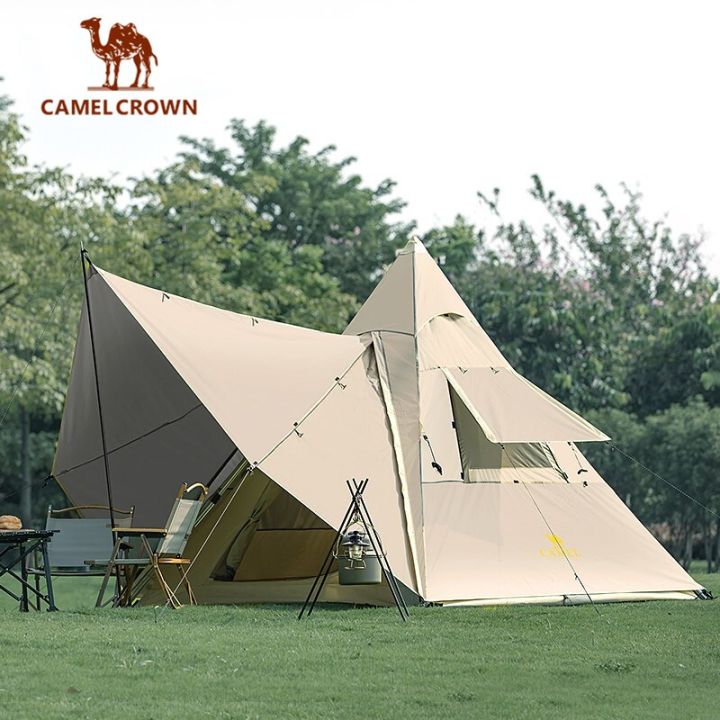 CAMEL CROWN เต็นท์กลางแจ้ง5-6คน,กันแดดกันฝนแบบพกพาสไตล์อินเดียทรงปิรา ...