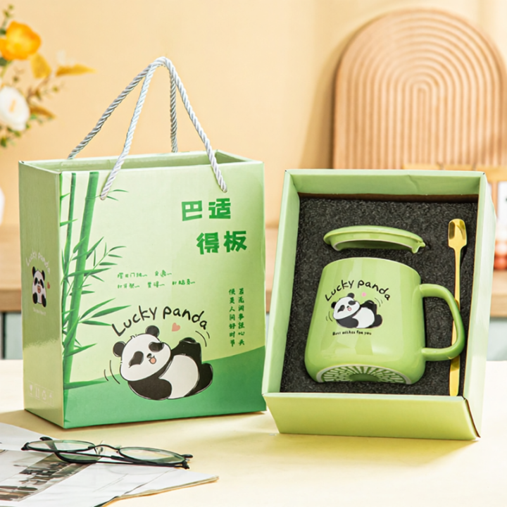 Creative Ceramic Panda Mug with Spoon Office Coffee Cup Constant ...
