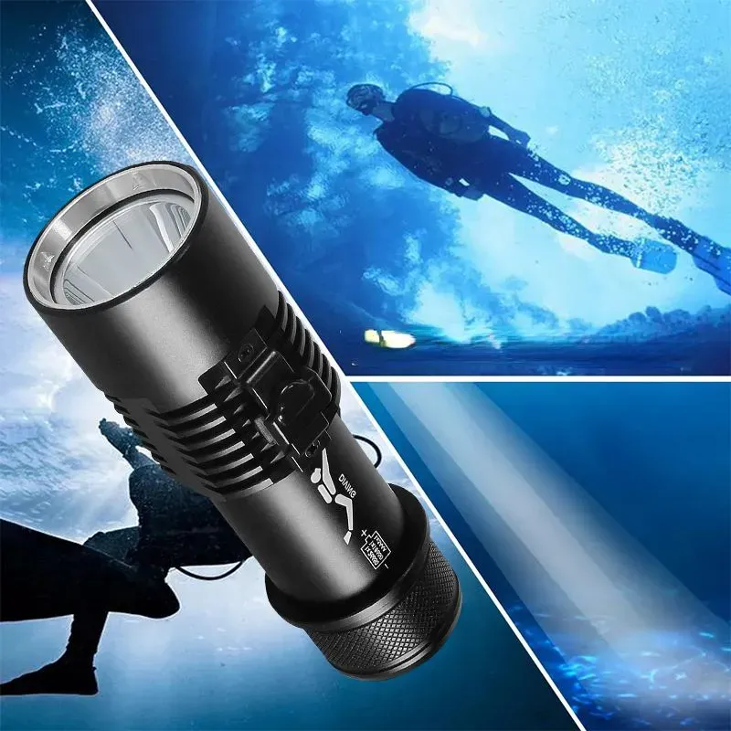 9000LM Professional Diving Flashlight 1000M High Power Rechargeable ...