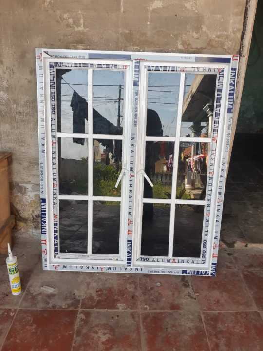jendela aluminium double swing ukuran Tinggi 120cm x Lebar 100cm ...