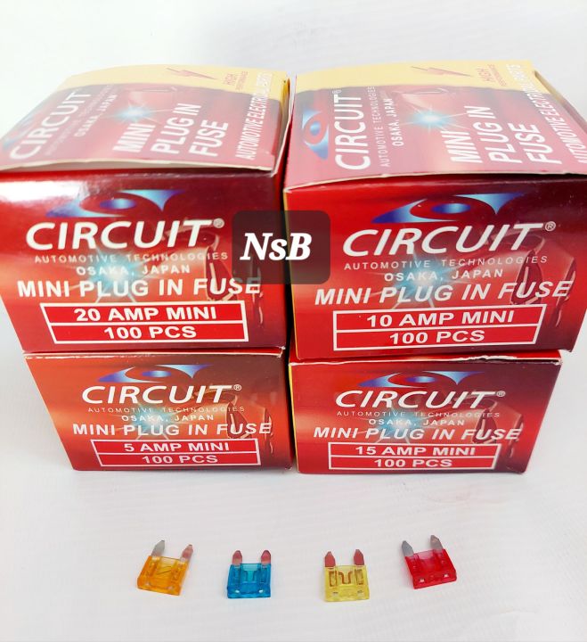 circuit mini fuse plug in 5amp,10amp,15amp,20amp price is per box ...