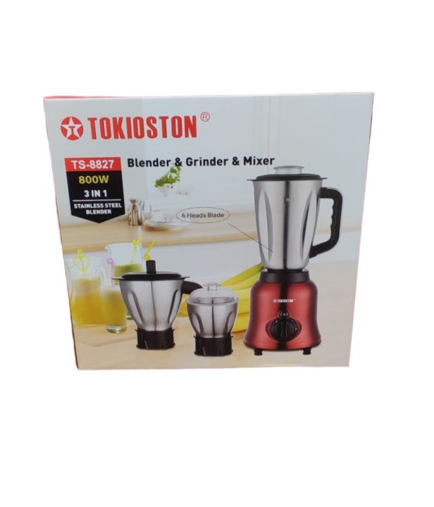 TOKIOSTON BLENDER MODEL -TS-8827 STEEL BLENDER GRINDER &MIXER 3 IN 1 6 HEADS BLADE | Lazada