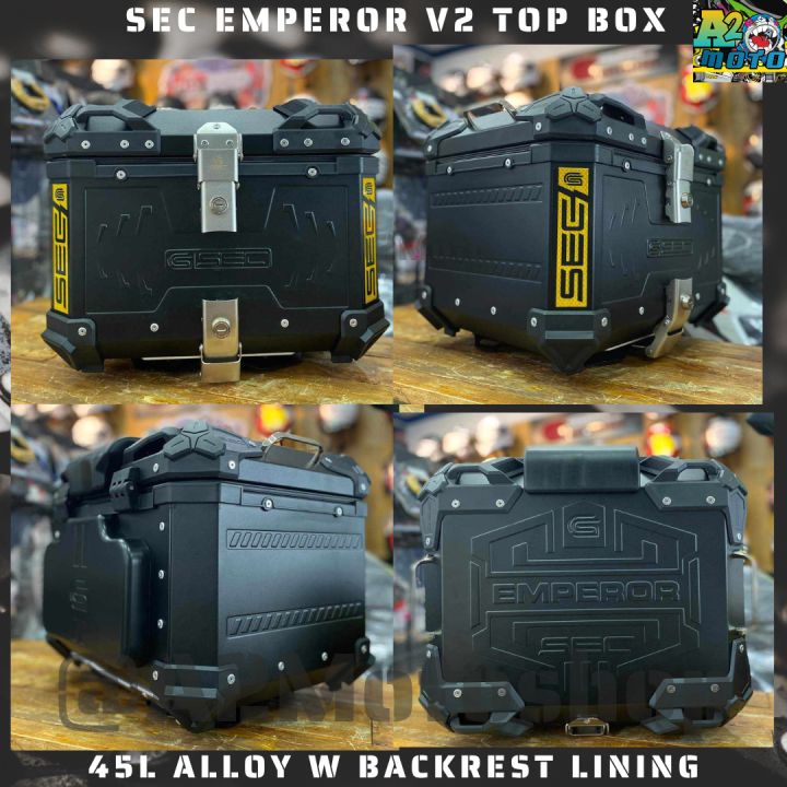 SEC Alloy Top Box 45L 55L with Back Rest Aluminum Top Case 3X Mamba ...