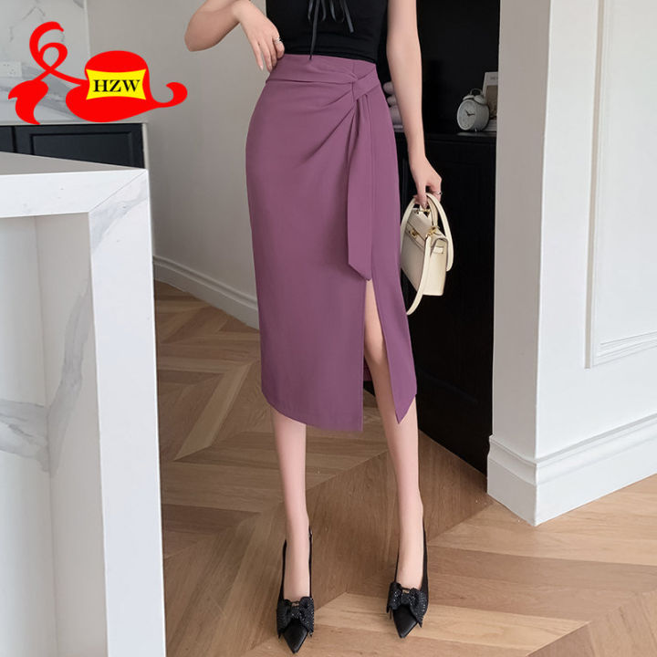 HZW 2023เสื้อผ้าหน้าร้อนใหม่ผู้หญิงที่บางเฉียบกระเป๋าช่วงเอวสูงขนาดเล็กสะโพกสูทกระโปรงกึ่งสั้น ...