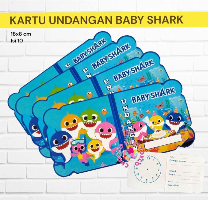 Kartu Undangan Ulang Tahun BABY SHARK Isi 10 / Kartu Undangan Ultah ...