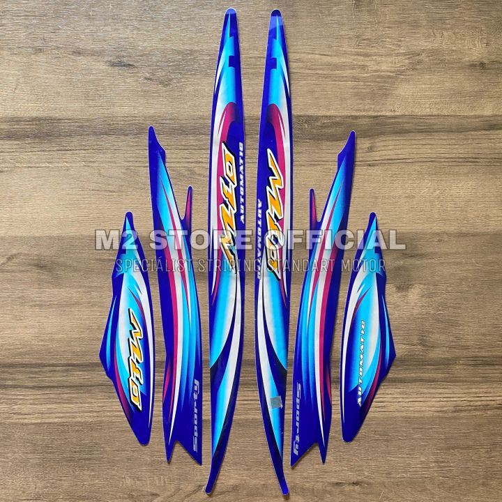 STICKER STRIPING YAMAHA MIO CW SPORTY 2007 BIRU STIKER LIS LIST POLET ...