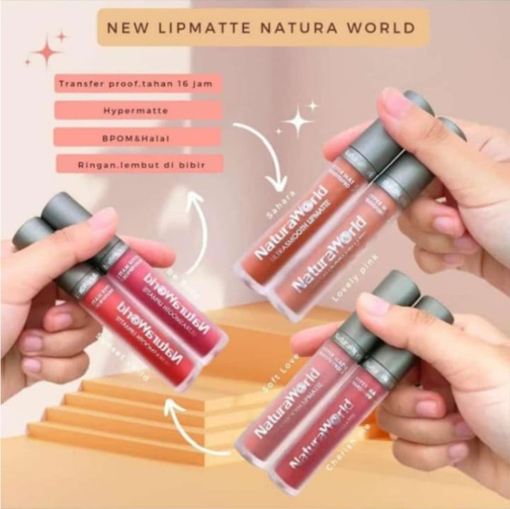 lipmatte naturaworld 1 paket isi 6pc original 100% | Lazada Indonesia