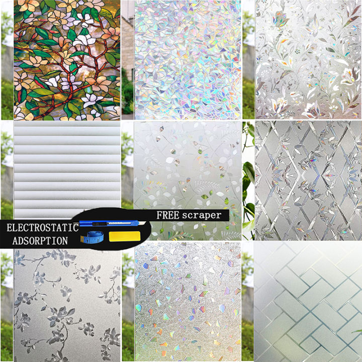 Bathroom Privacy Window Film 3D Glass Decorative Stickers No-glue Self ...