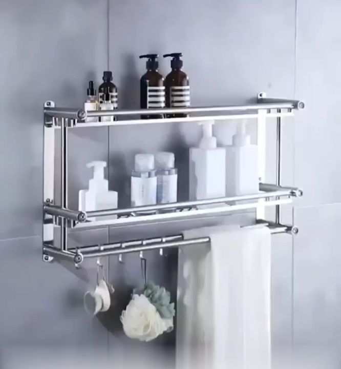 Stainless Bathroom Rack 1/2/3 Tiers 40cm/ 60cm Stainless Steel Rak ...