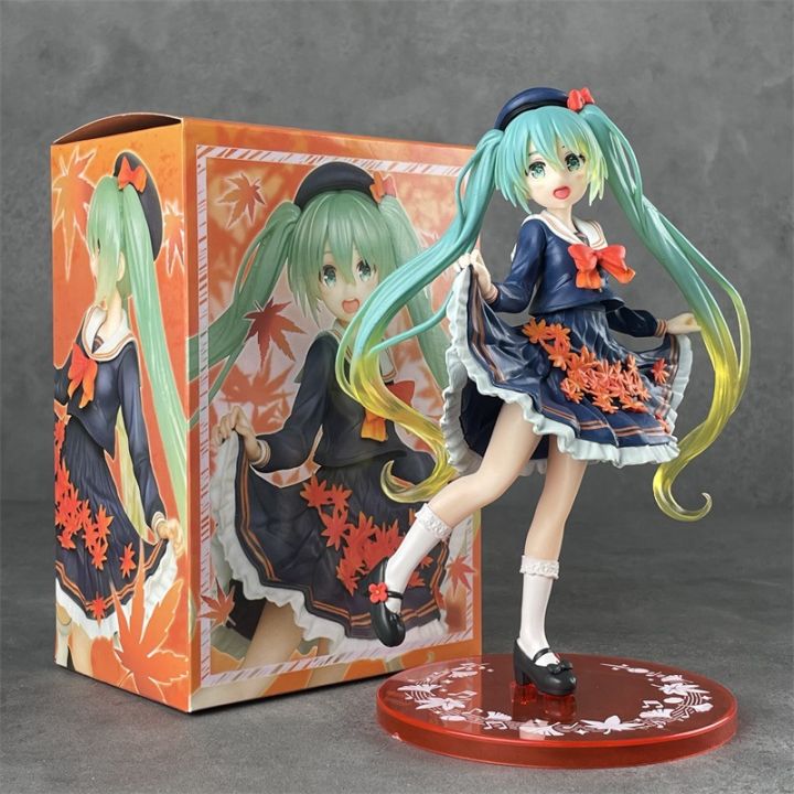 Fastshipment 19cm Hatsune Miku Anime Figure Maple Leaves Seifuku Miku ...