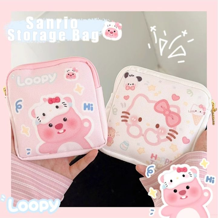 Kawaii Sanrio Hello Kitty Cartoon Women Tampon Sanitary Napkin Storage ...