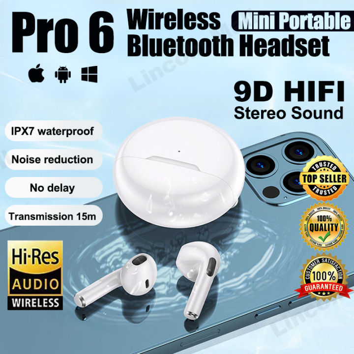 Pro6 TWS Bluetooth Earphones Wireless Headphones With Mic Waterproof ...