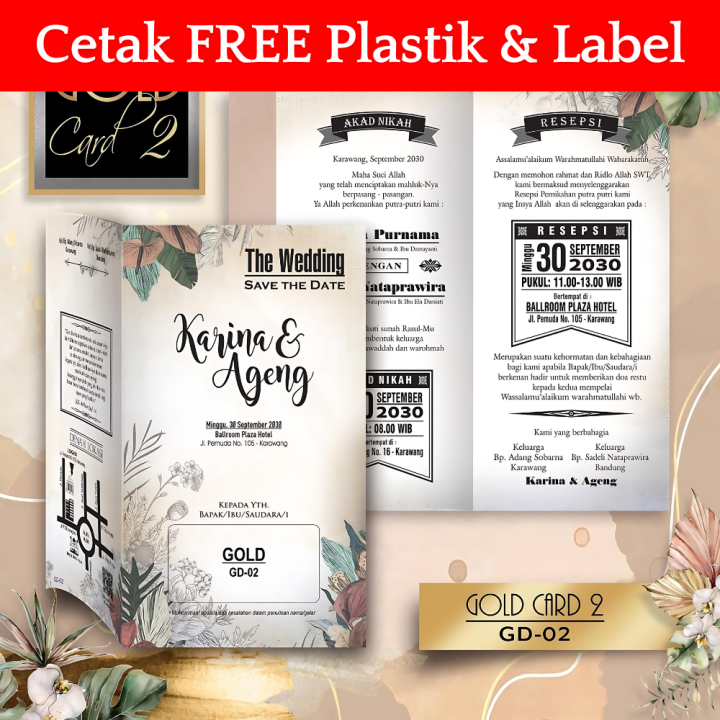 Gold GD 02 Undangan Pernikahan Sudah Cetak Siap Pakai Free Plastik dan ...