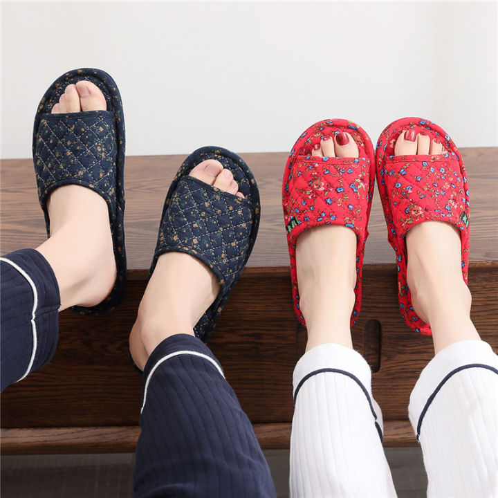 Cotton Linen Korean Style Indoor Slippers Soft Bottom Noise Reduction ...