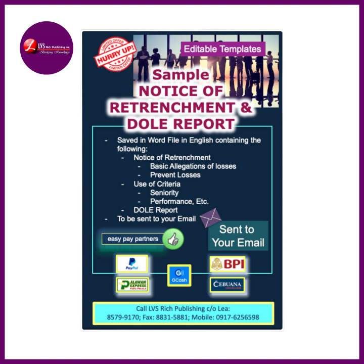 Notice of Retrenchment & DOLE Report - Template | Lazada PH