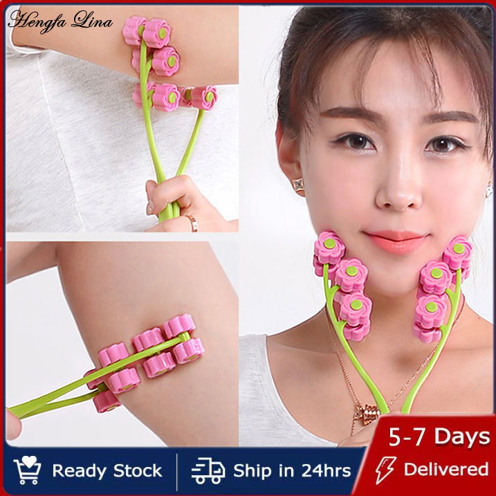 Hengfa Lina Facial Massager Roller Portable Flower Shape Face Roller