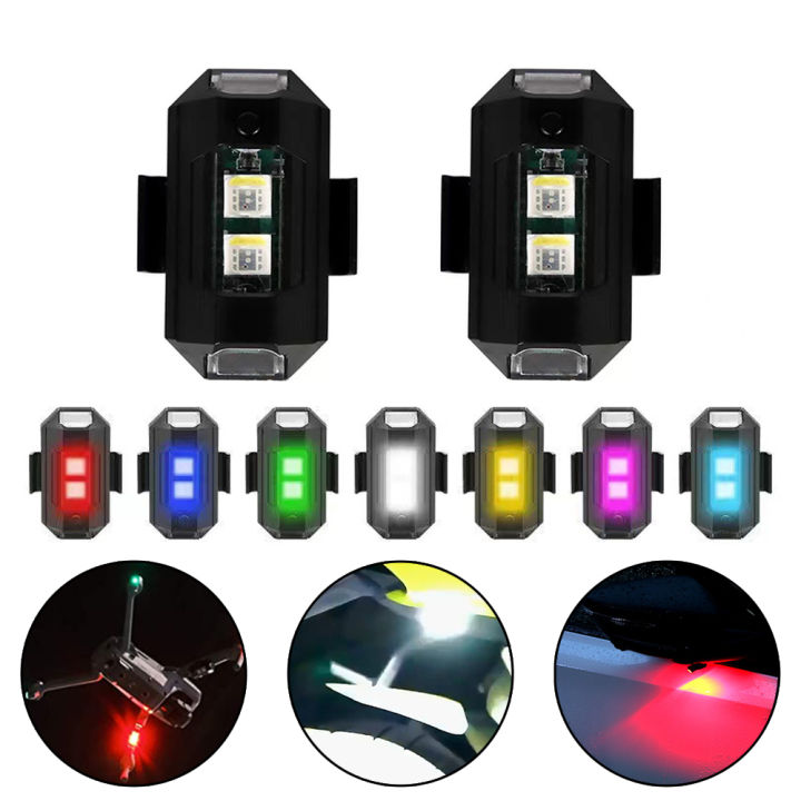 1 Pc Motorcycle Safety Light 7 Color Rechargeable Flashing Warning Light LED Drone Strobe Light ...