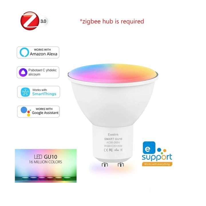 Gu10 Led Smart Light Bulb Zigbee Connect Dimmable Rgb C W 85 265v