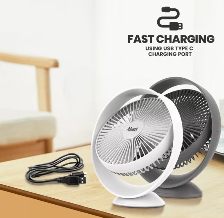 Akari 8" Rechargeable LED Orbit Fan with Night Light Function (ARF-327G ...