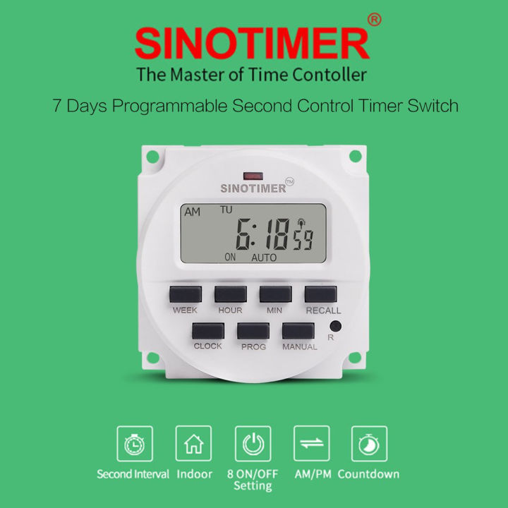 Sinotimer 220v Weekly 7 Days Programmable Digital Time Switch Relay