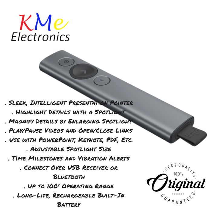 Original Logitech Spotlight Presentation Remote - Slate (Refurbished ...