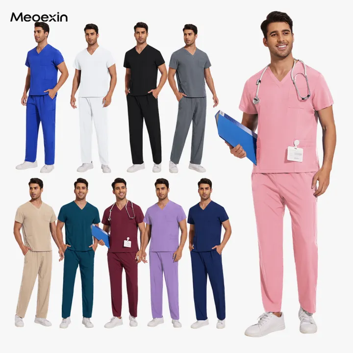 Nursing Mens Scrub Multi Colored Medical Workwear Beauty Salon Pet ...