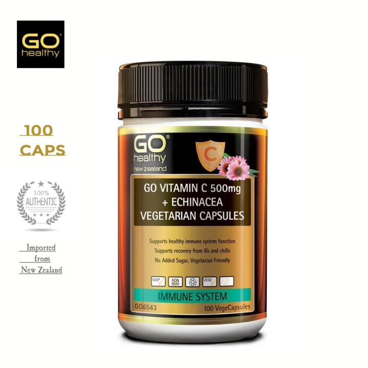 Go Healthy Go Vitamin C 500mg + Echinacea 100 Vegetarian Capsules ...