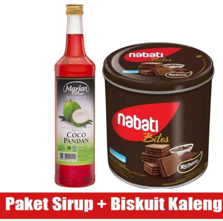Paket Sirup Marjan Cocopandan Melon dan Biskuit Nabati Kaleng | Lazada ...