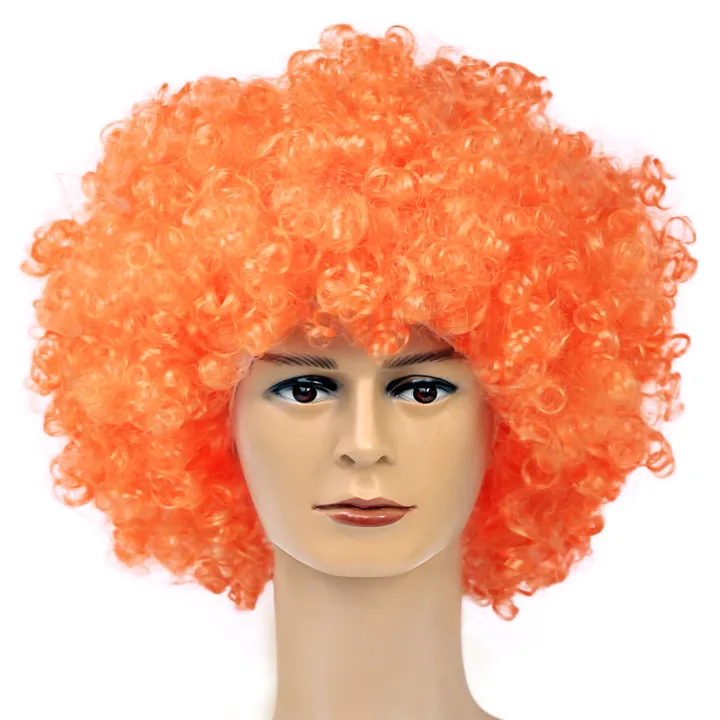 Orange Short Afro Curly Wig With Bangs Synthetic Wig Costume Wig For ...