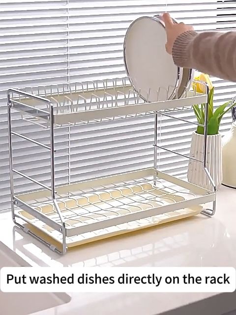PANDH Dish Drainer Stainless Dish Rack With Chopstick Holder Plate ...