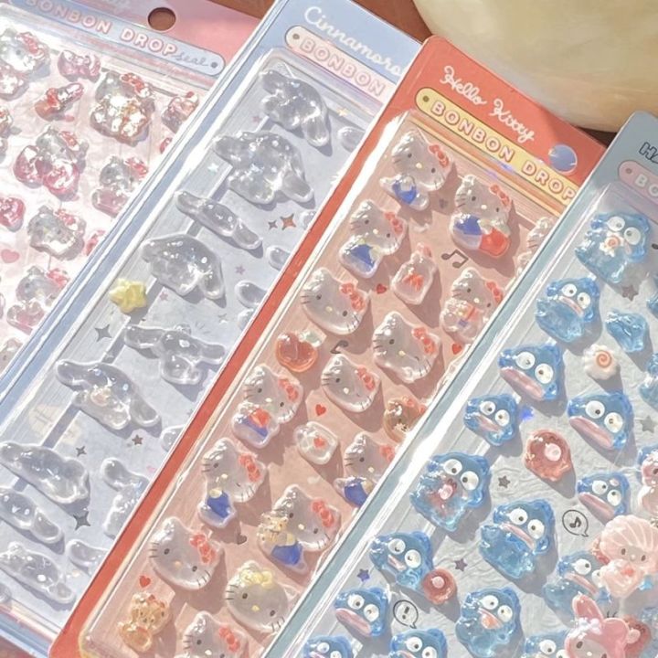 Cute Cinnamoroll Kuromi My Melody Hello Kitty 3D Resin Stickers Anime ...