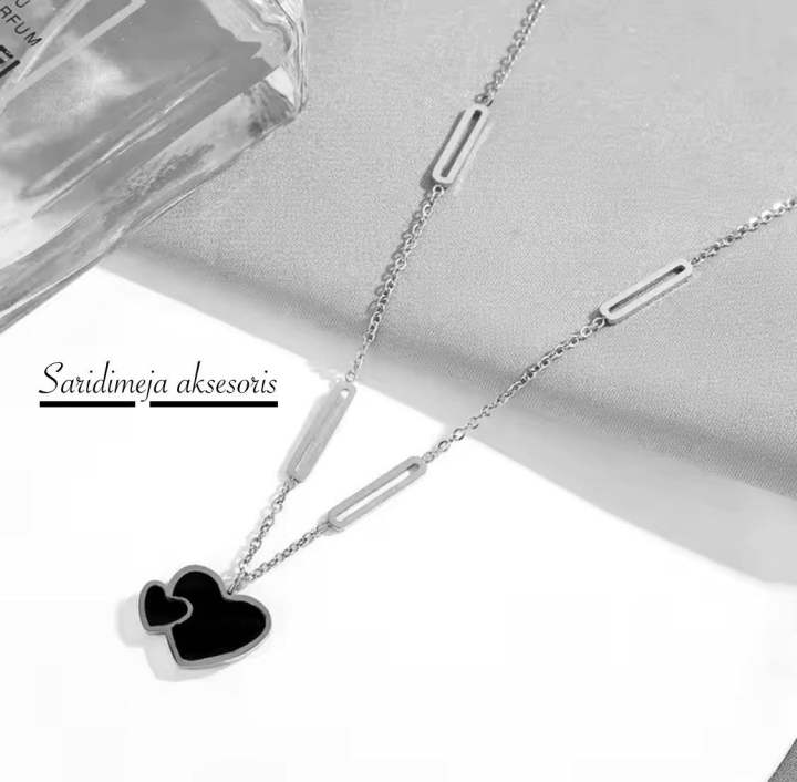 Kalung love titanium rantai bolong anti karat viral elegan | Lazada ...