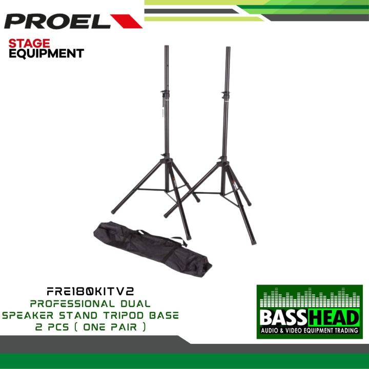 PROEL FRE180KITV2 Professional Dual Speaker Stand Tripod Base - 2 Pcs ...