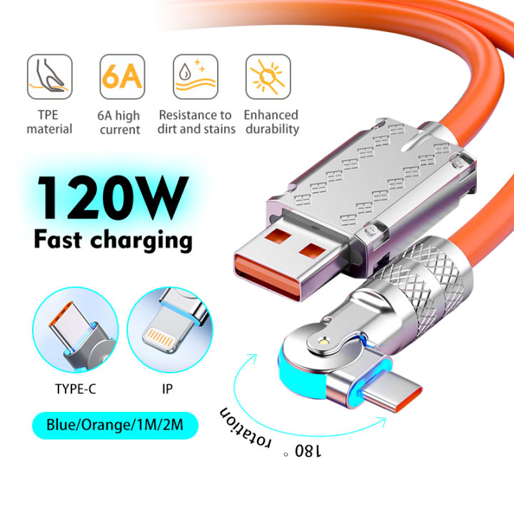 [Ready Stock]6A Fast Charging Cable 120W Micro USB Type C iP Liquid ...