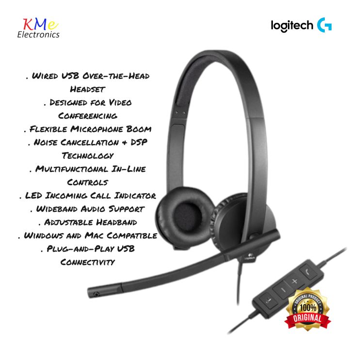 Original Logitech Logi H570e Wired Headset, Stereo Headphones with ...