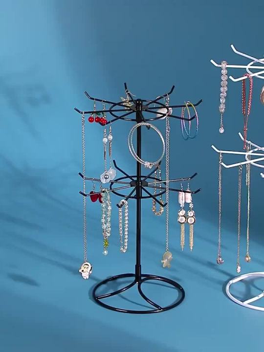 2 Layer Jewelry Display Rack 360 Rotation Rotating Rack Tabletop ...